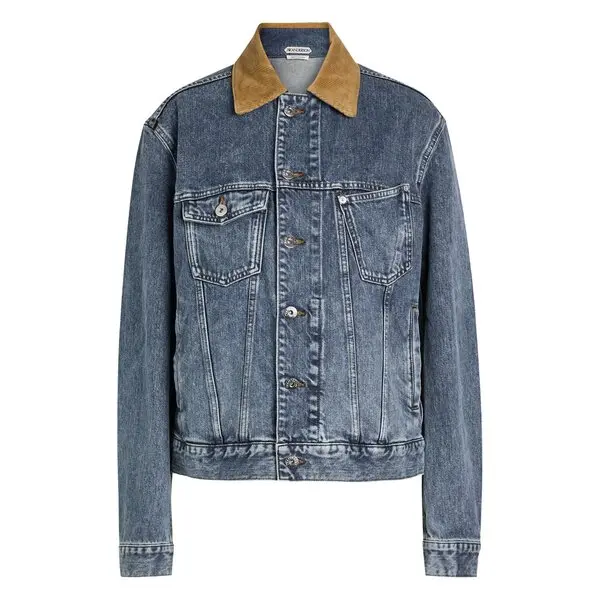 JW Anderson Mid Cotton Denim Jacket With Corduroy Collar - Blue