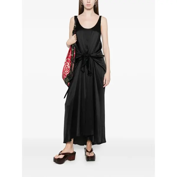 JW Anderson Sleeveless Gathered-tie Detail Silk Dress