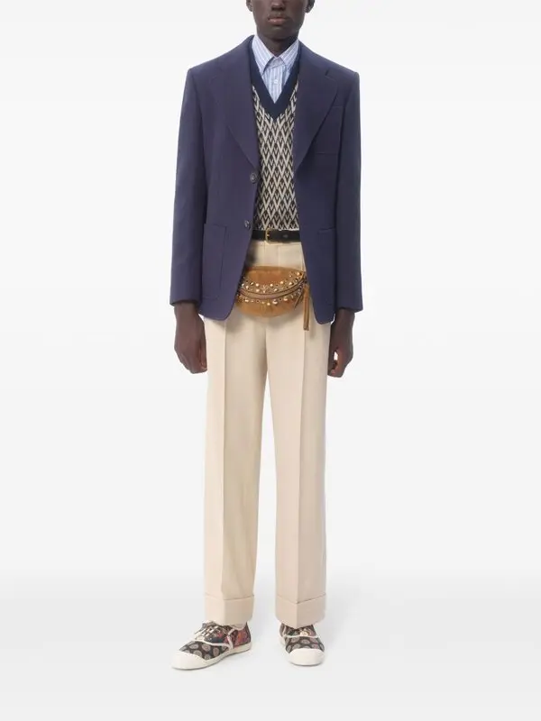 Valentino Garavani V-neck Geometric Knit Sweater