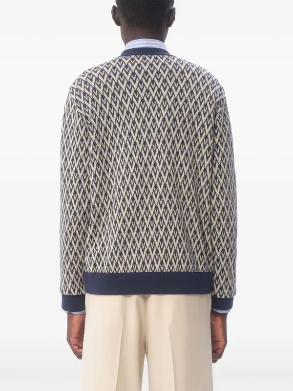 Valentino Garavani V-neck Geometric Knit Sweater