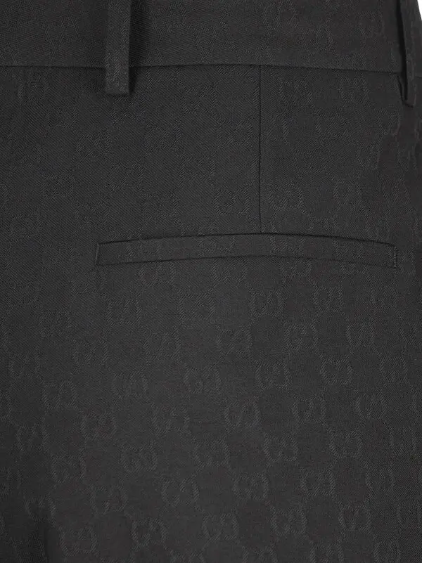 Gucci Gg Wool Blend Trousers - Black