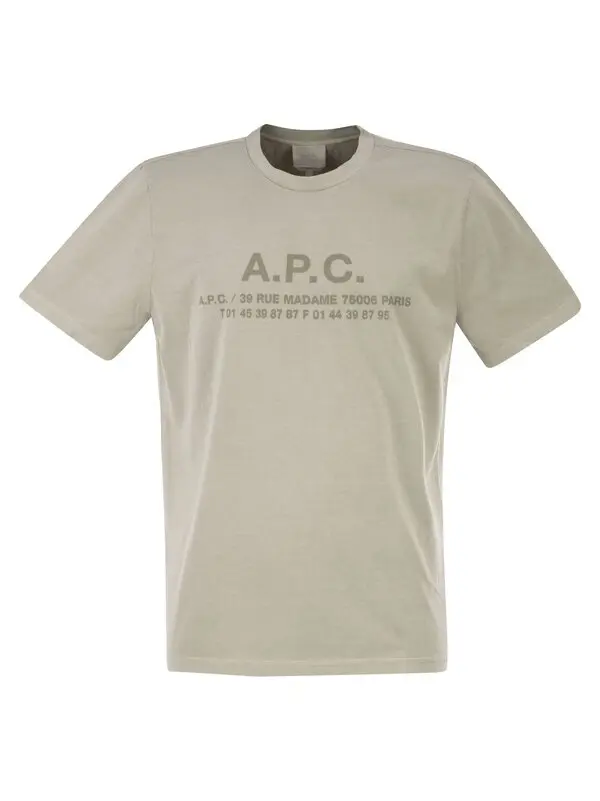 A.p.c. Organic Cotton T-shirt With Logo Print - Green