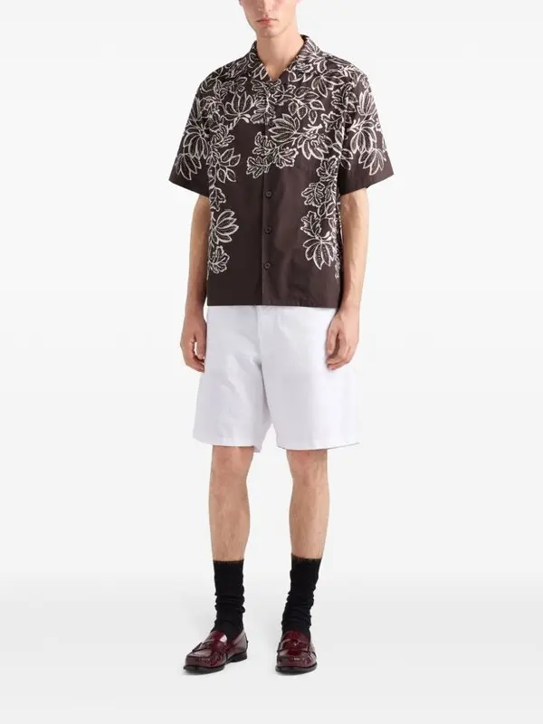 Prada Short-sleeved Printed Cotton Shirt - Multicolor