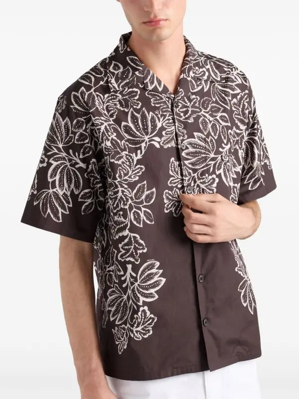 Prada Short-sleeved Printed Cotton Shirt - Multicolor