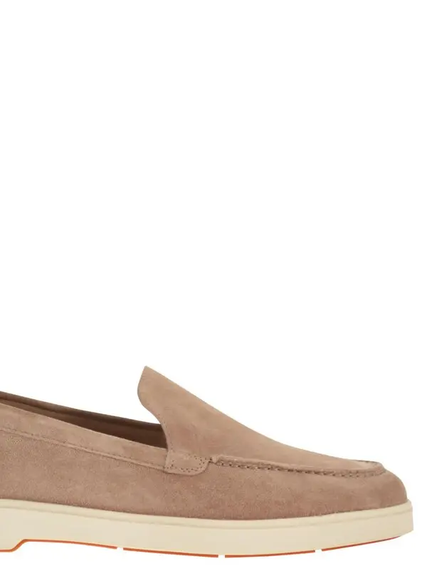 Santoni Suede Loafer With Embossed Logo - Pink