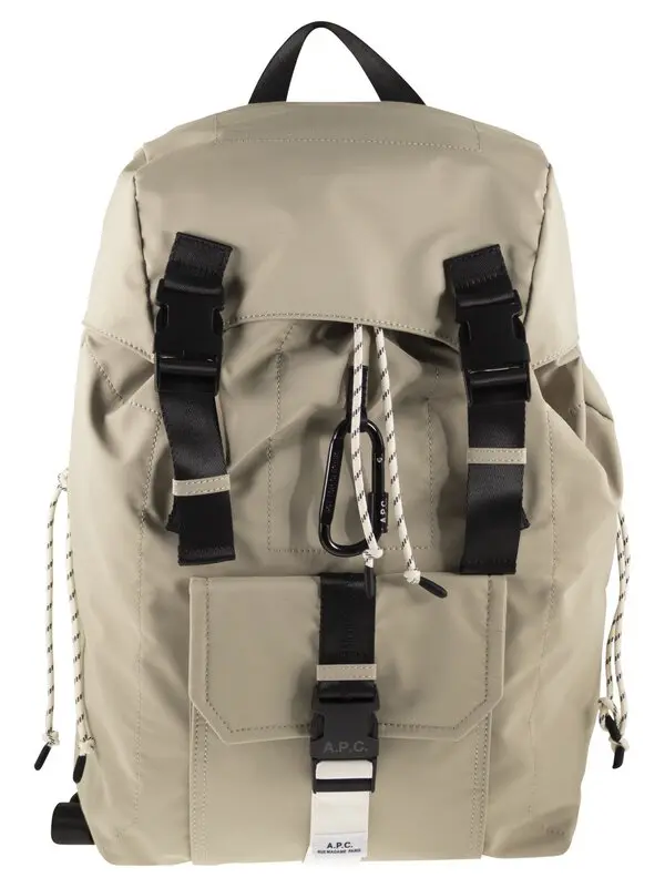 A.p.c. Technical Nylon Backpack With Flap Closure And Buckled Straps - Cream