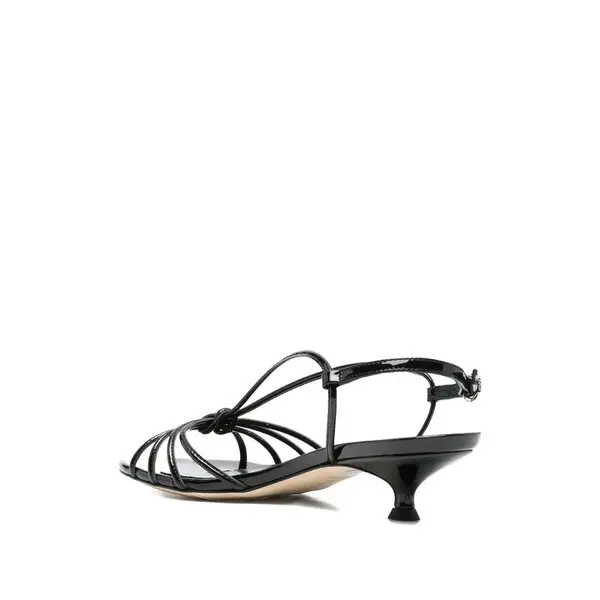 AeydĒ Patent Leather Kitten Heel Sandals - Black