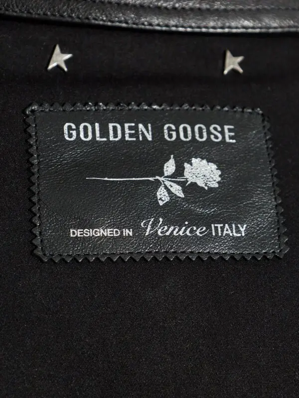 GOLDEN GOOSE Padded Jacket With Leather Collar And Silver-tone Studs - Multicolor
