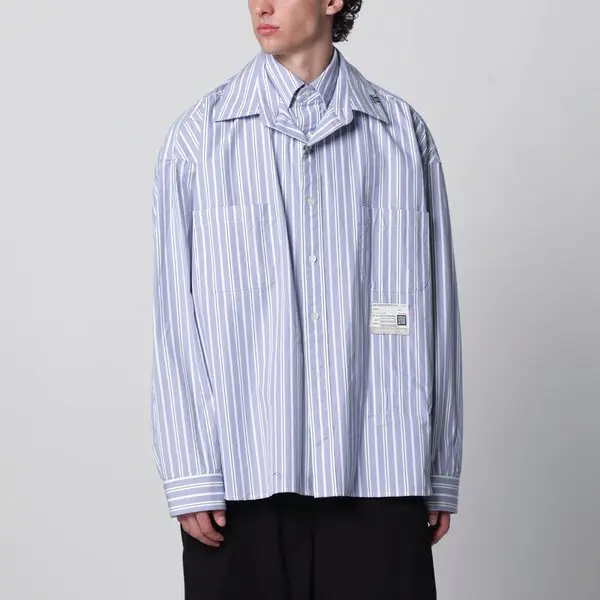 Mihara Yasuhiro Double-layer Cotton Shirt In Light Stripes