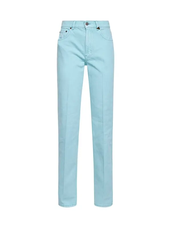 Chloé Washed Turquoise Denim Straight Jeans - Multicolor