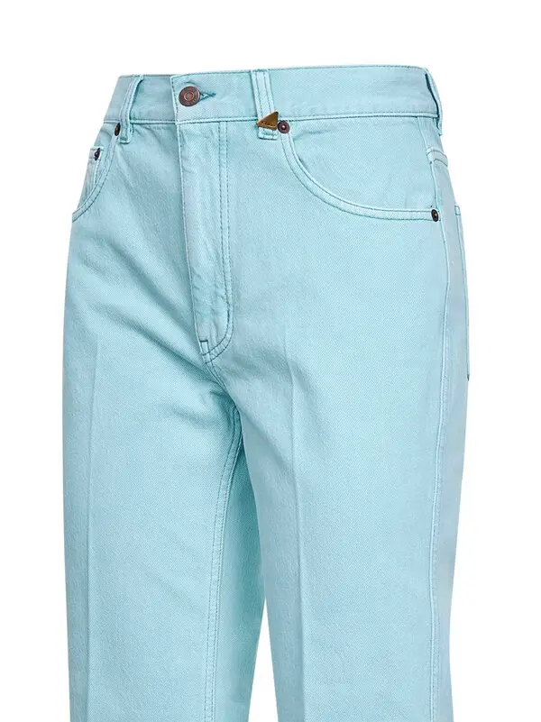 Chloé Washed Turquoise Denim Straight Jeans - Multicolor