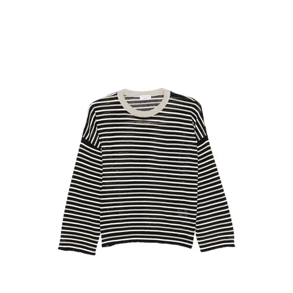 Brunello Cucinelli Striped Long Sleeve Crewneck Top