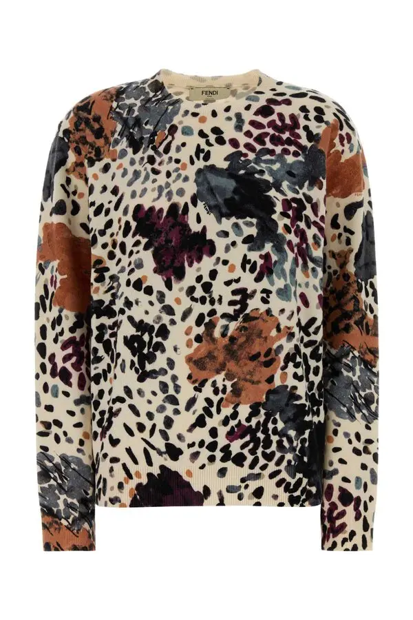 Fendi Printed Wool Blend Sweater - Multicolor