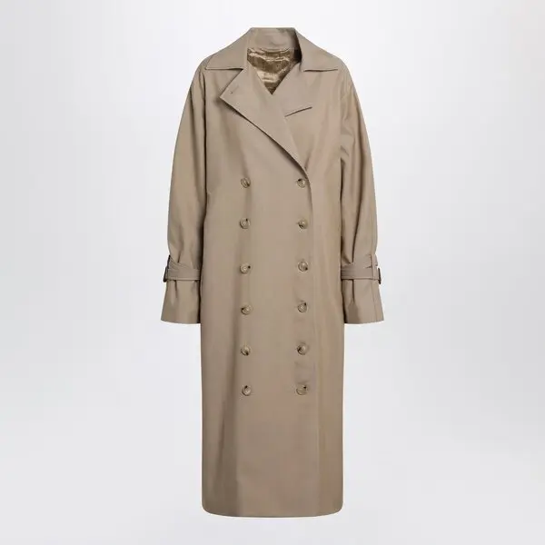 TOTEME Double-breasted Cotton Blend Trench Coat - Cream