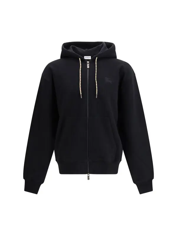 Burberry Hooded Zip-up Sweatshirt With Embroidered Equestrian Knight Design