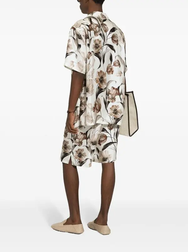 Dolce & Gabbana Silk Printed Bermuda Shorts