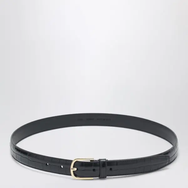 TOTEME Leather Belt With Croc Effect - Black