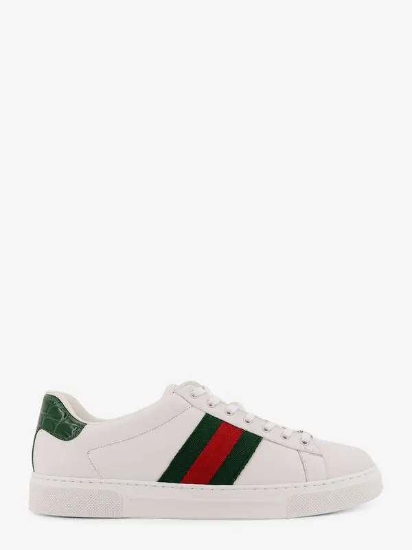 Gucci Ace Low-top Leather Sneakers With Web Detail - Multicolor