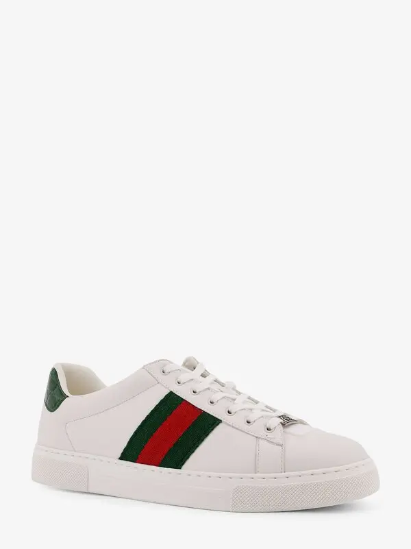 Gucci Ace Low-top Leather Sneakers With Web Detail - Multicolor