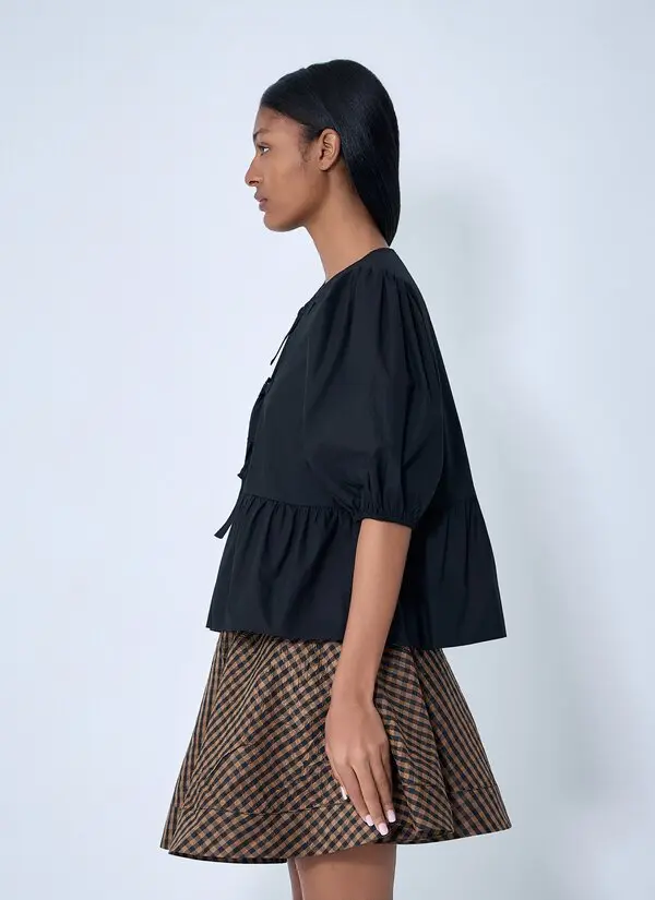 GANNI Peplum Blouse With Bow Detail