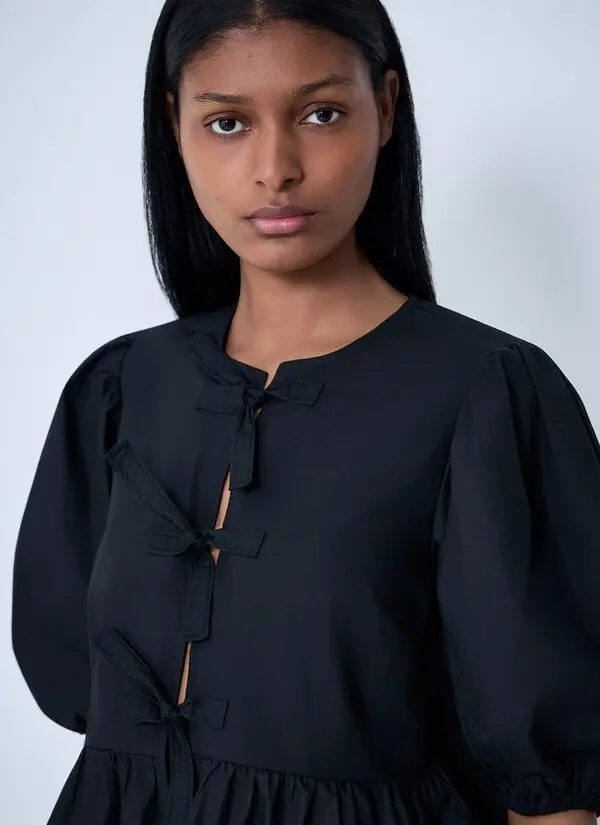 GANNI Peplum Blouse With Bow Detail