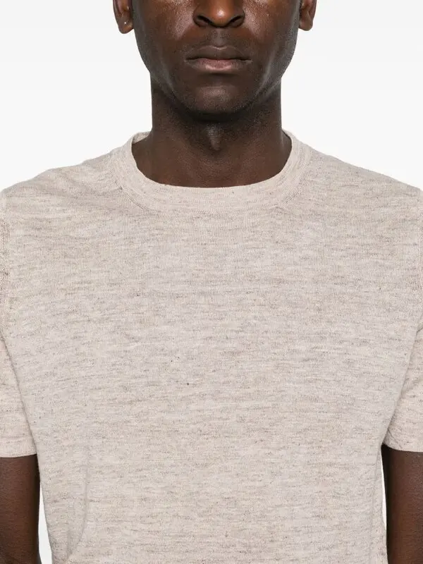 Brunello Cucinelli Linen Blend Short Sleeve Sweater