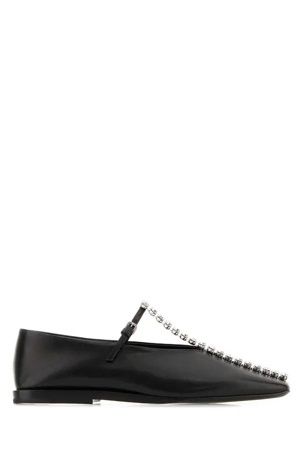 JIL SANDER Embellished Leather Ballerinas - Black
