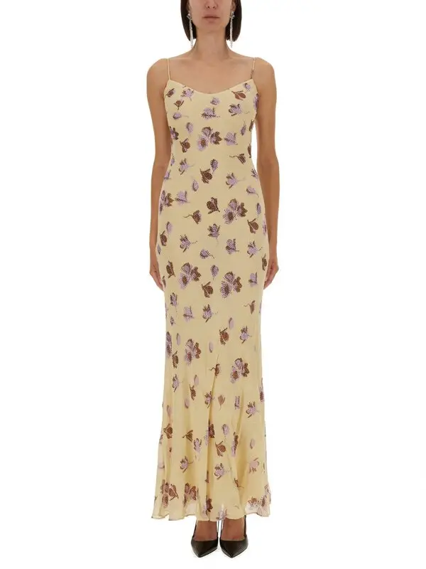 SELF-PORTRAIT Floral Long Dress - Yellow