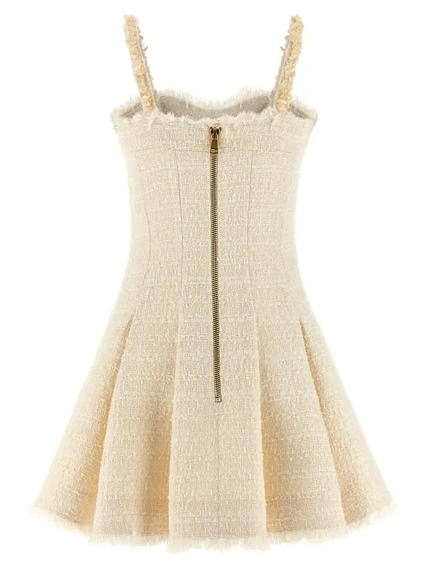 Balmain Conchiglie Tweed Mini Dress - White