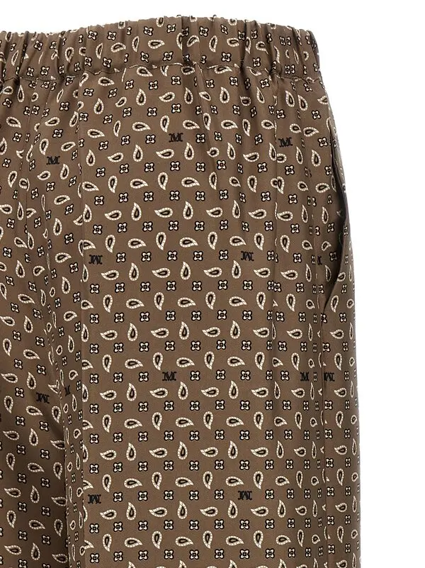 Max Mara Mxmvischio Silk Paisley Print Wide Leg Pants - Brown