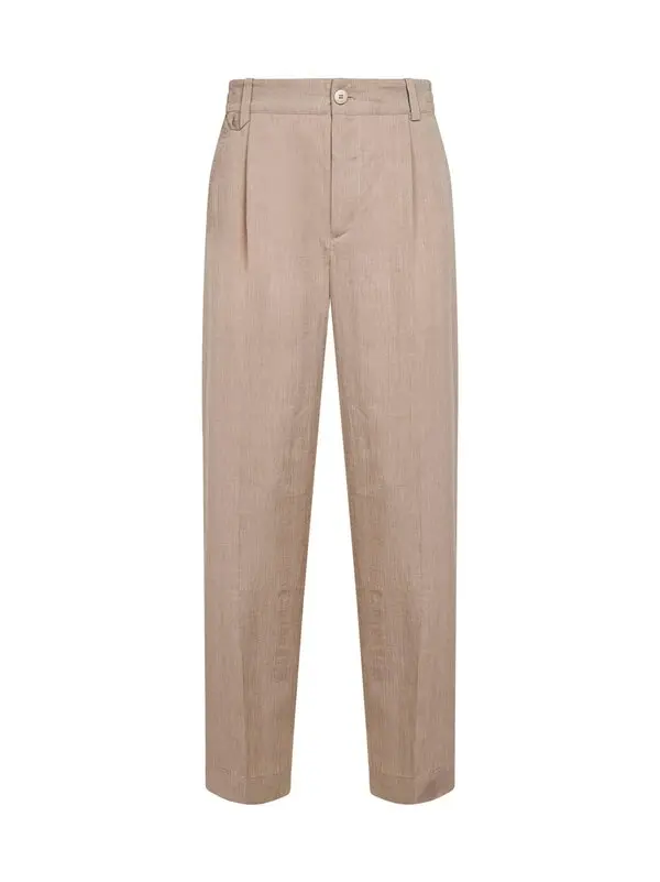 Jacquemus Beige Textured Linen Blend Trousers