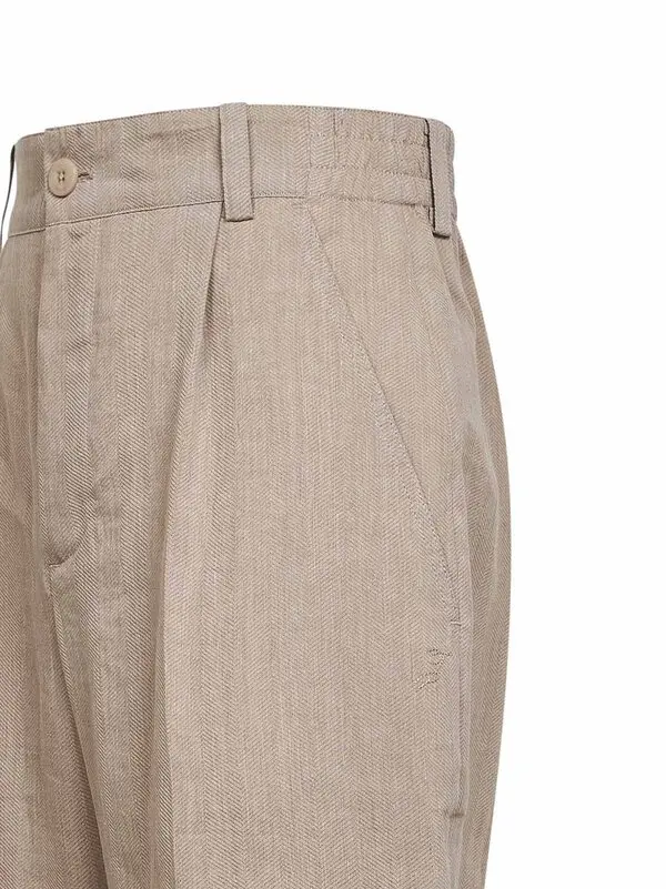 Jacquemus Beige Textured Linen Blend Trousers