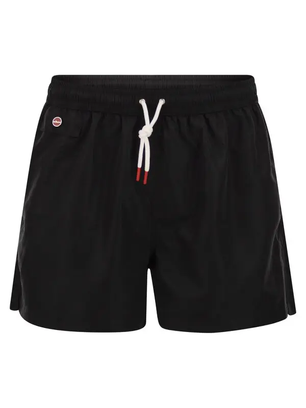 Kiton Short Swim Boxers With Embroidered Logo - Black