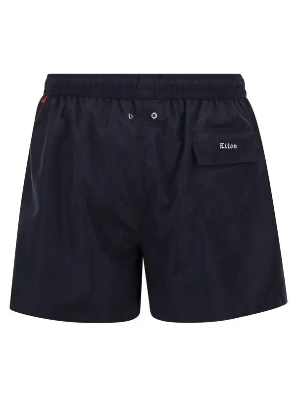 Kiton Short Swim Boxers With Embroidered Logo - Blue