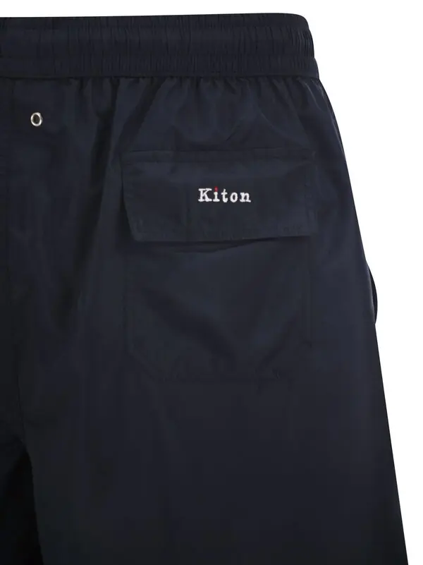 Kiton Short Swim Boxers With Embroidered Logo - Blue