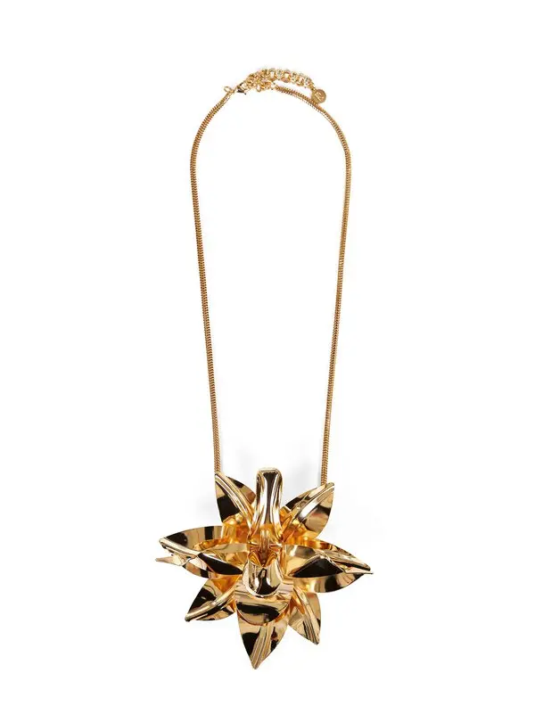 Rabanne Gold Metal Flower Pendant Necklace - Multicolor