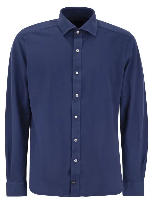 FAY Cotton French Collar Shirt - Blue