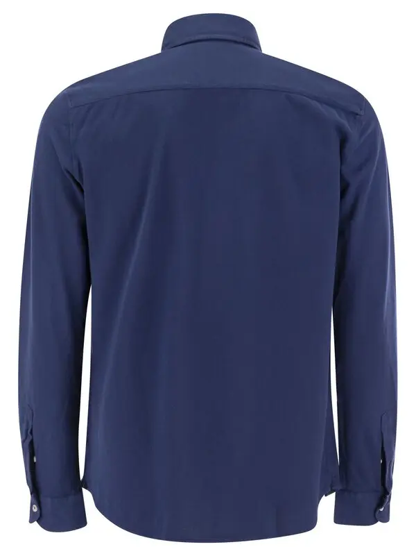FAY Cotton French Collar Shirt - Blue