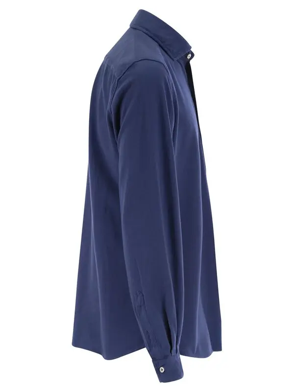 FAY Cotton French Collar Shirt - Blue