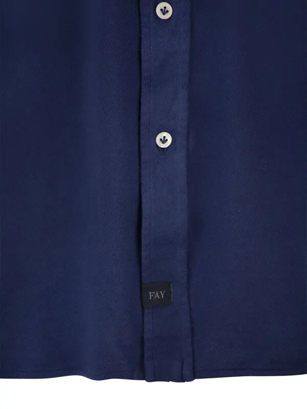 FAY Cotton French Collar Shirt - Blue