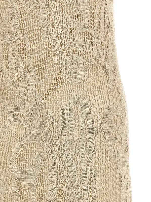 Brunello Cucinelli Crochet Dress With Micro Sequins - Cream