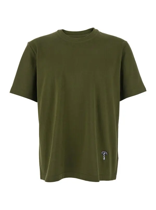 Bottega Veneta Crewneck T-shirt With Mushroom Embroidery On The Front In Cotton - Green