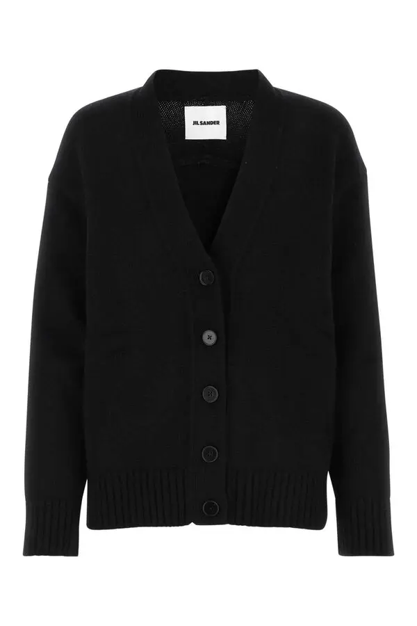 JIL SANDER Cashmere Blend Cardigan - Black