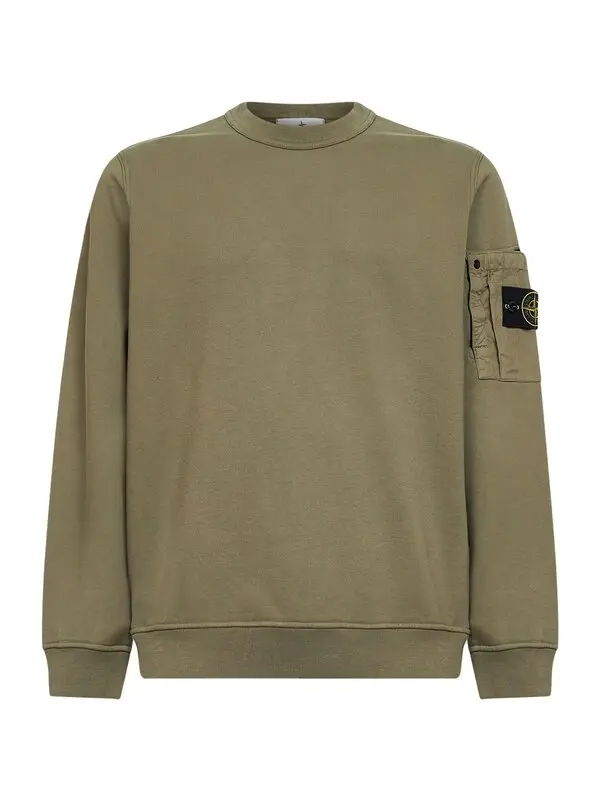 Stone Island Cotton Sweatshirt With Ripstop Pocket - Multicolor