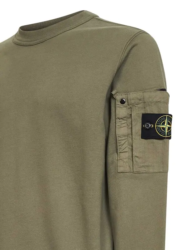 Stone Island Cotton Sweatshirt With Ripstop Pocket - Multicolor