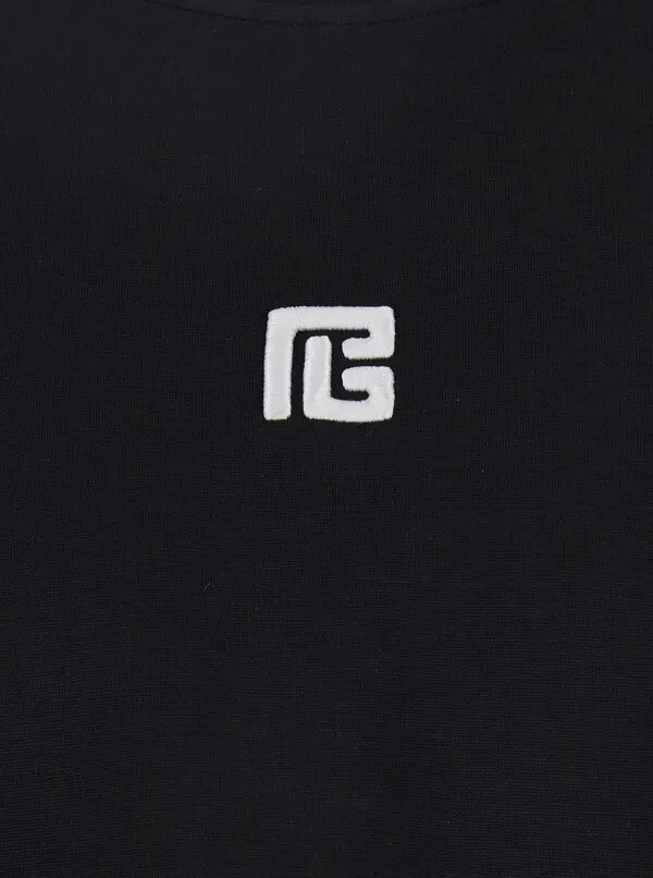 Balmain Crewneck T-shirt With Logo Print On The Front In Cotton - Black