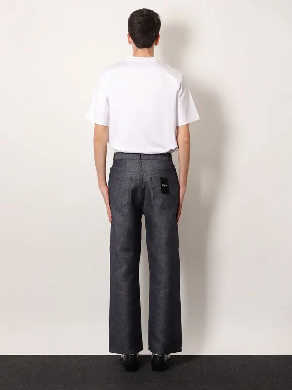 Fendi Relaxed Fit Jeans In Linen, Cotton, And Silk