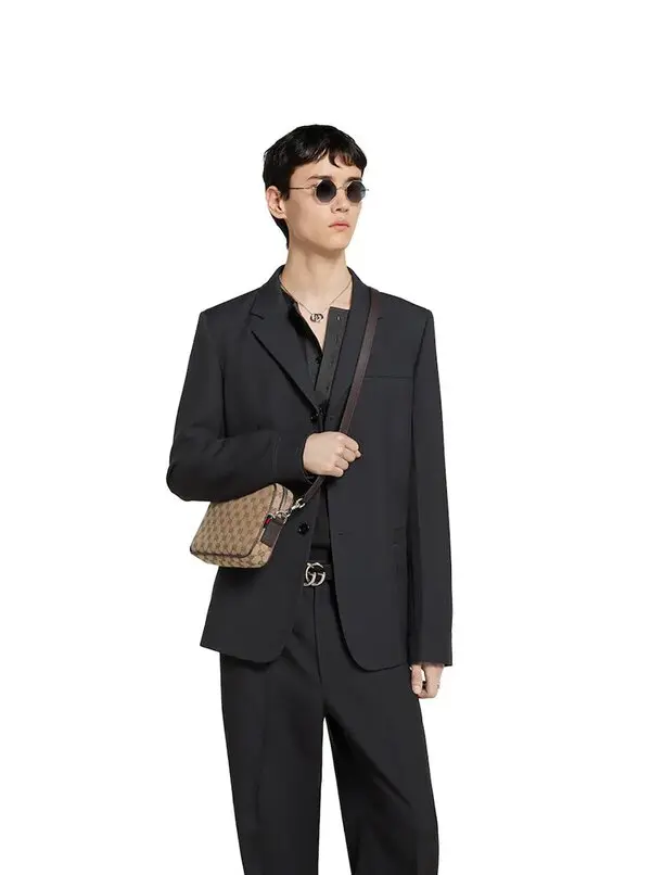 Gucci Gg All-over Ecoleather Crossbody Bag - Cream