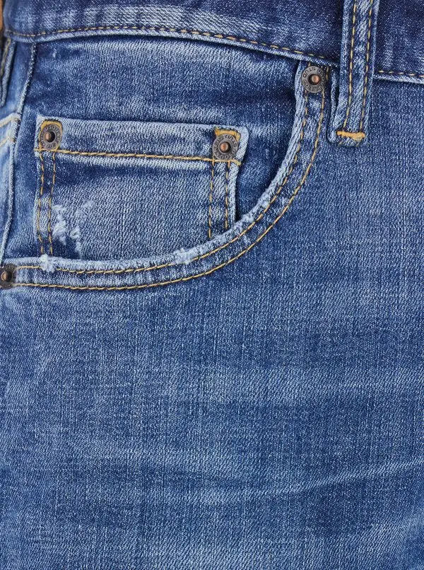 Dsquared2 Blue Denim Jeans With Ripped Details And Rear Logo Patch