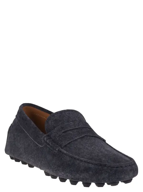 TOD'S Suede Leather Gommino Bubble Sole Loafers - Blue